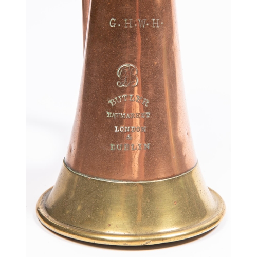 A brass mounted copper bugle, by Butler, Haymarket London & Dublin ...