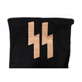 A Third Reich Waffen SS black flag, 56" x 35", with applied SS runes ...