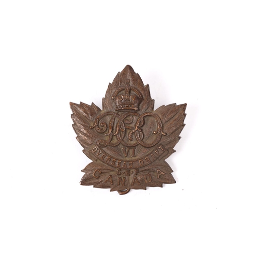 A WWI C.E.F. cap badge of the 6th Duke of Connaught's Own Overseas ...