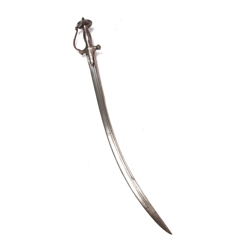 An Indian Tulwar, blade 29" with two narrow fullers and maker's poincon ...