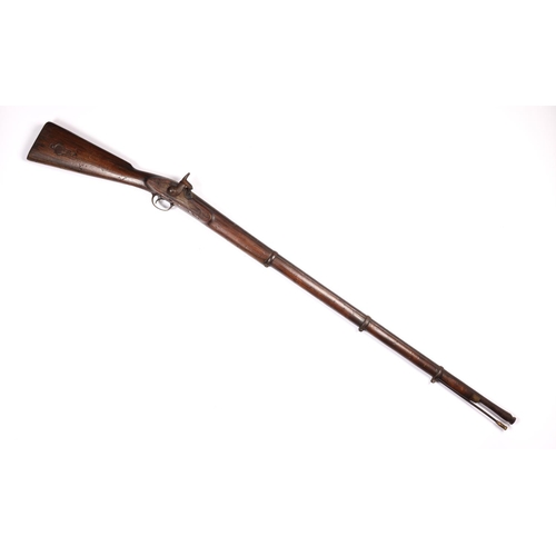 A 34 bore Indian percussion gun, barrel 43" with animal head muzzle and ...