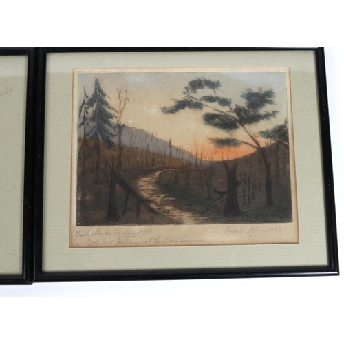 A pair of WWI coloured etchings by Paul Mansard (also known as Marcel ...