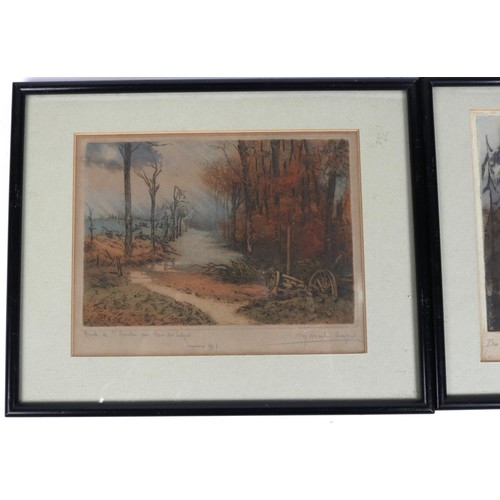 A pair of WWI coloured etchings by Paul Mansard (also known as Marcel ...