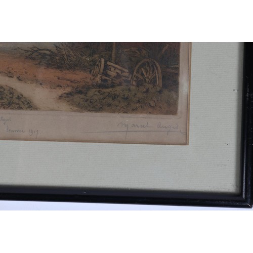 A pair of WWI coloured etchings by Paul Mansard (also known as Marcel ...