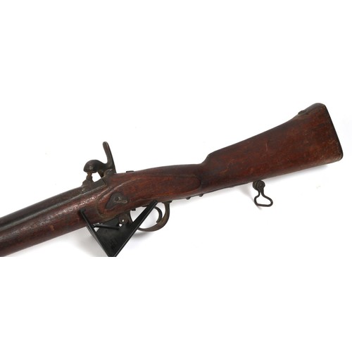 A French 10 bore military percussion musket, barrel 34", the back ...