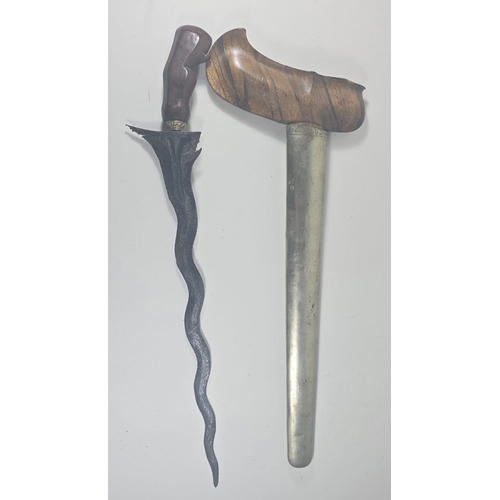 A Javanese dagger Kris, wavy blade 34cms, 19th century or earlier ...
