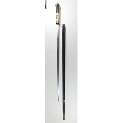 A 20th century Indian sword stick, straight single edge blade 66cms cut ...