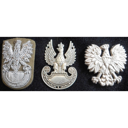 Poland (3) WW II cap badges. Polish Army officer’s bullion cloth badge ...