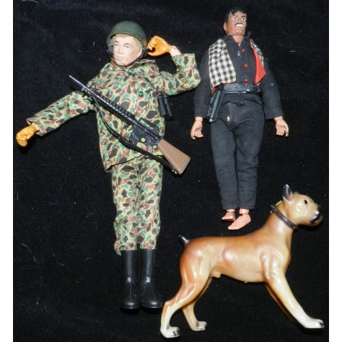 Vintage Action Man - One Action Man figure with dog. Another smaller ...