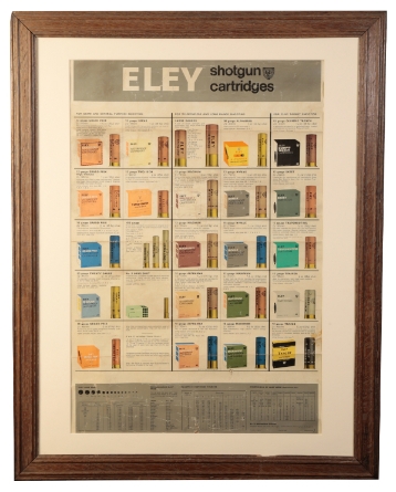 ELEY: A VINTAGE ELEY SHOTGUN CARTRIDGES COLOURED ADVERTISING POSTER for ...