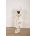 A COPELAND SPODE WHITE-GLAZED PORCELAIN FIGURAL OIL LAMP BY OWEN HALE ...