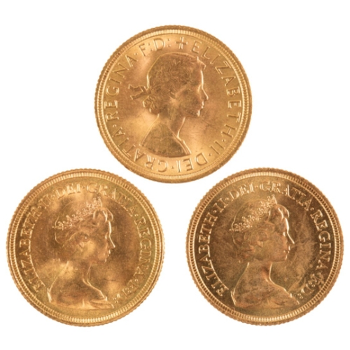A 1964 QUEEN ELIZABETH II GOLD SOVEREIGN a 1974 Queen Elizabeth gold ...