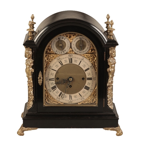 A VICTORIAN EBONISED BRACKET CLOCK BY J.C. JENNENS OF LONDON the 20cm ...