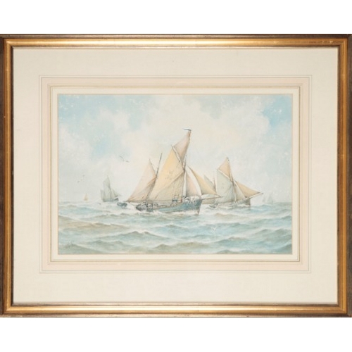ALBERT ERNEST MARKES (1865-1901) Shipping in choppy waters signed "A ...