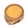 A 1978 ALDERNEY GOLD SOVEREIGN RING set in an 18ct gold mount with ...