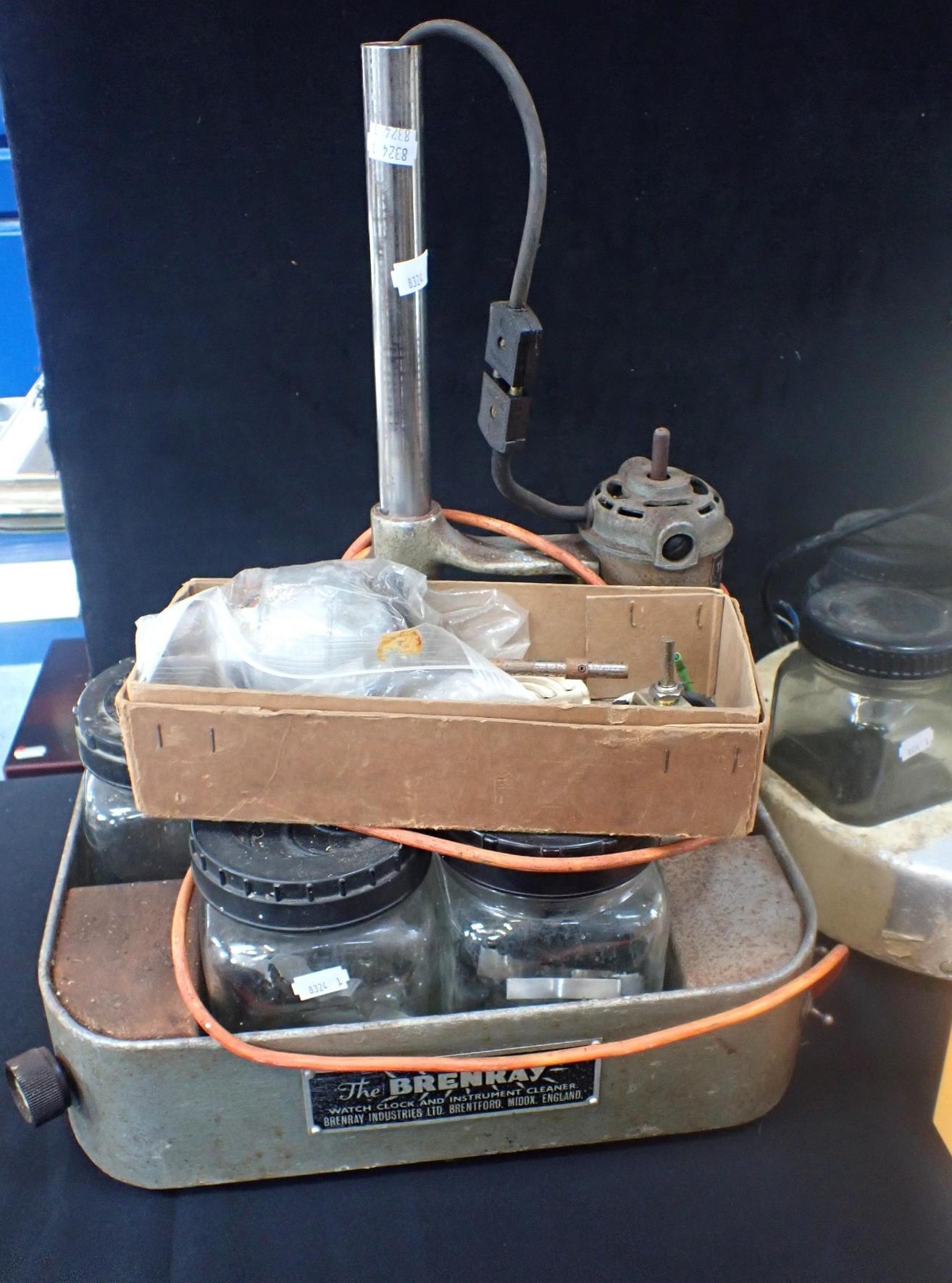 THREE WATCH CLEANING MACHINES two Brenray, one Elma, and a box of ...