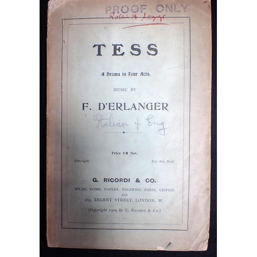 THOMAS HARDY INTEREST: LIBRETTO FOR 'TESS' BY L. ILLICA AND F.A. D ...