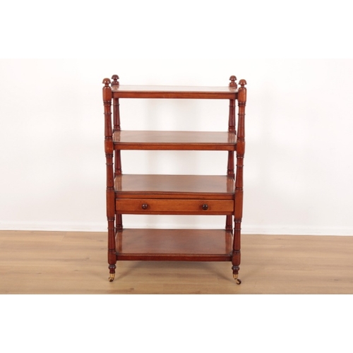 A VICTORIAN MAHOGANY FOUR TIER DINNER WAGON OR WHATNOT fitted single ...