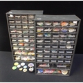 A LARGE COLLECTION OF BADGES AND PINS contained in two plastic and ...