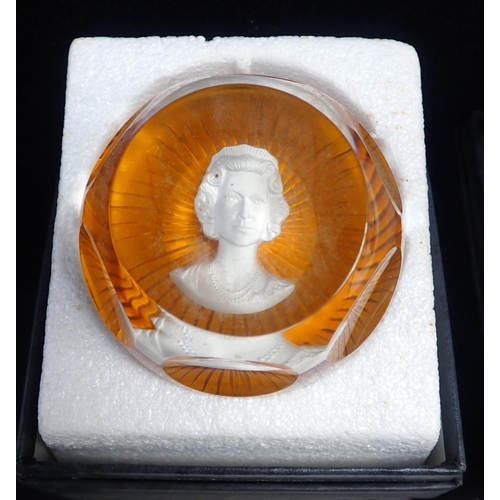 FOUR BACCARAT GLASS ROYAL CAMEOS IN CRYSTAL Queen Elizabeth II, Duke of ...