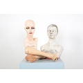 A MANNEQUIN BUST BY 'JACOLL HOLTS' of monochrome plaster construction ...