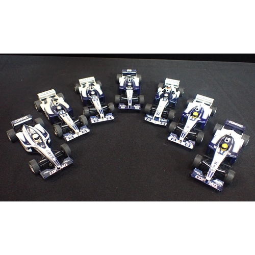 SEVEN UNBOXED SCALEXTRIC 'WILLIAMS' F1 CARS Various models and design. (7)