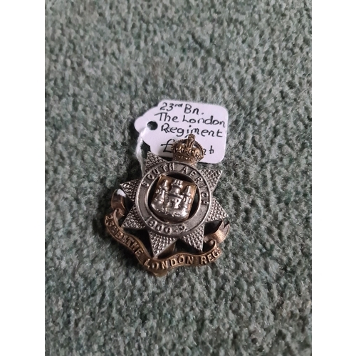 23rd Battalion The London Regiment Officer's Bronze Collar Badge