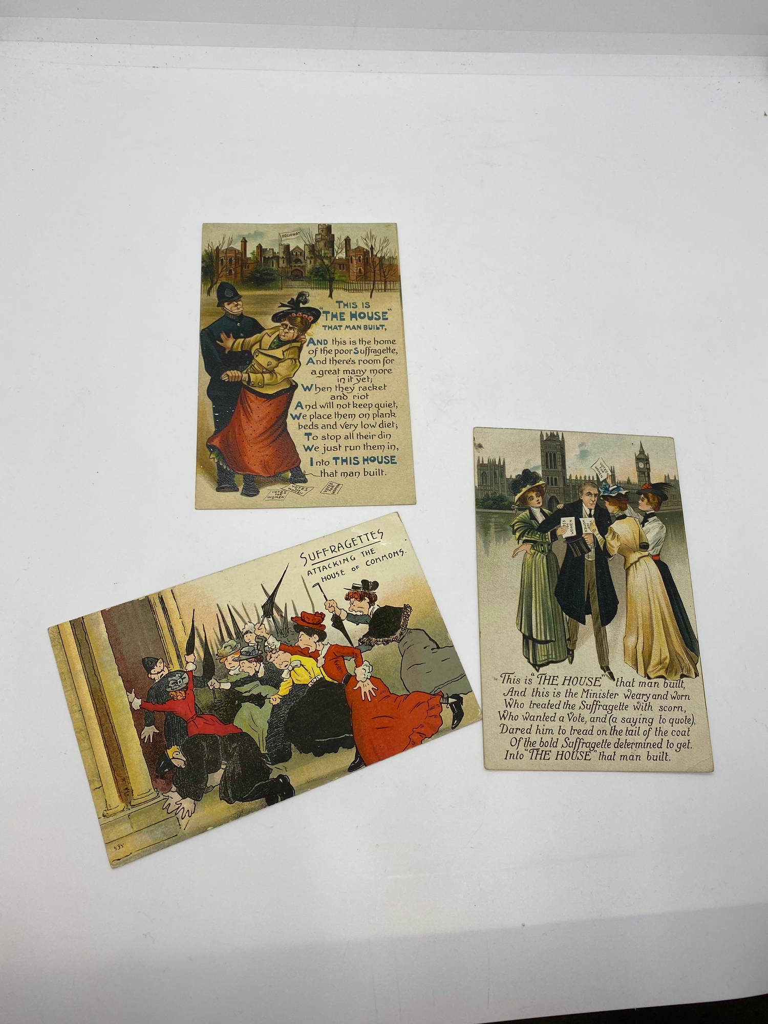 Three early Suffragette postcards, printed by Miller & Lang and also ...