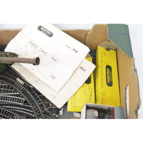 1960 Minitrix N Scale railway engines, carriages and wagons with track ...