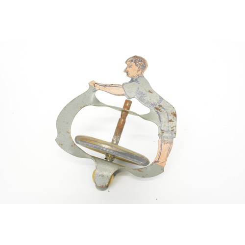 1936 Wonderful Gyro-Cycle top with track made by Lines Bros. together ...