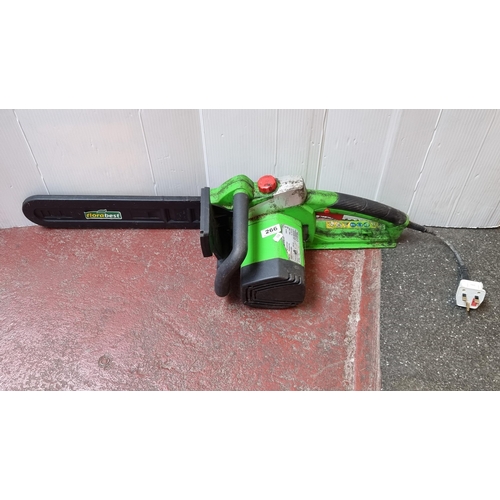 An electric Chainsaw by Florabest by Intertek. Model nr FKS2200B1