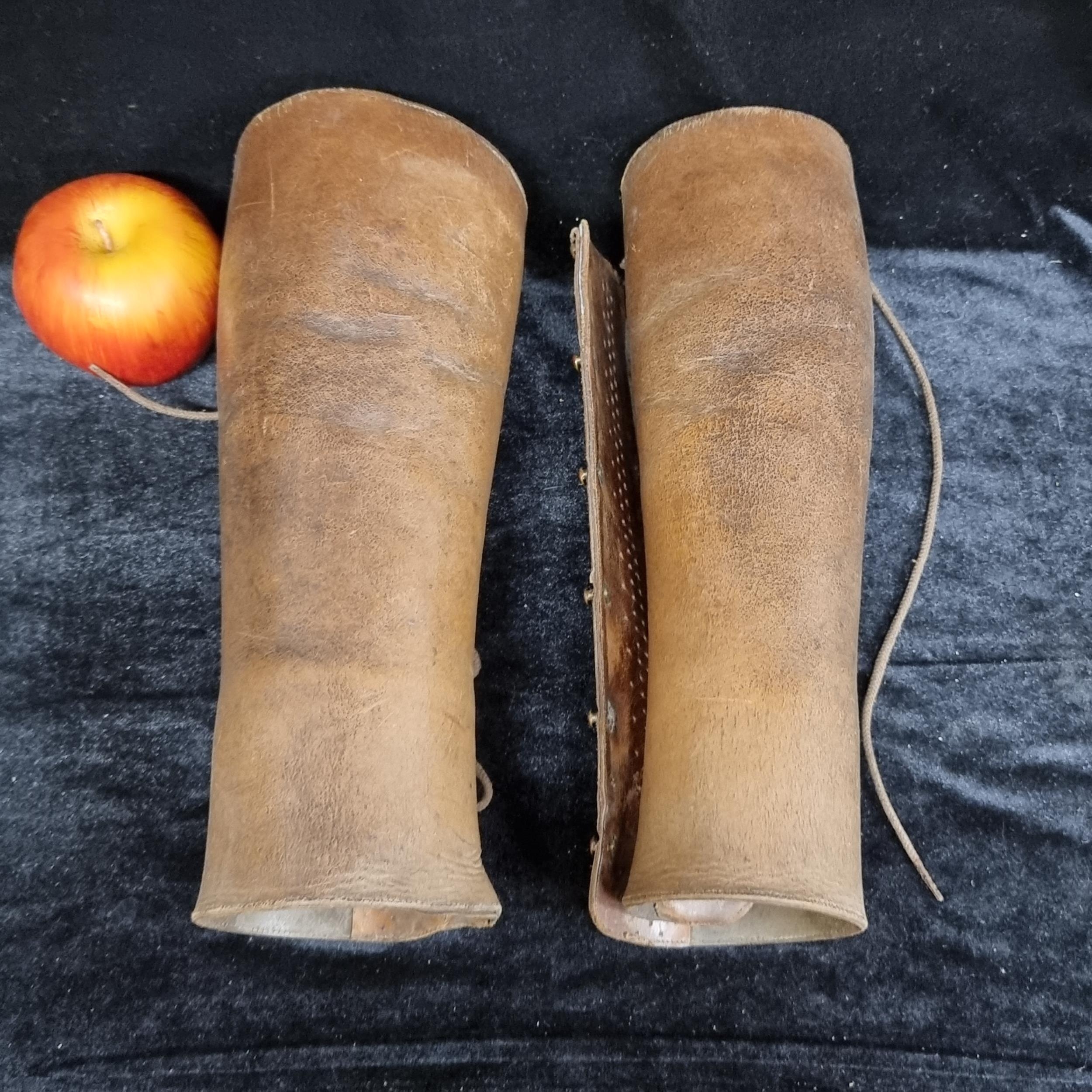 A pair of WW1 army officer's leather spats/gaiters, made of a good ...