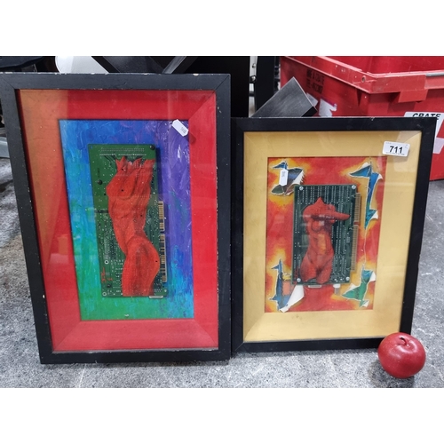 Two original mixed media artworks by Irish artist James Quinn, titled ...