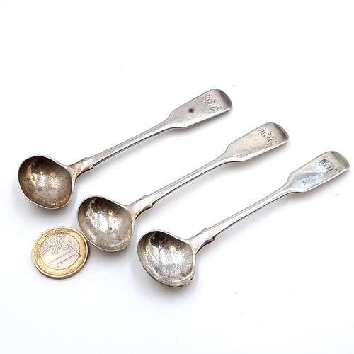 A collection of three Georgian silver condiment spoons, circa 1829 ...