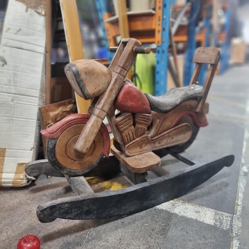 A truly wonderful handmade wooden rocking motorcycle for children. With ...