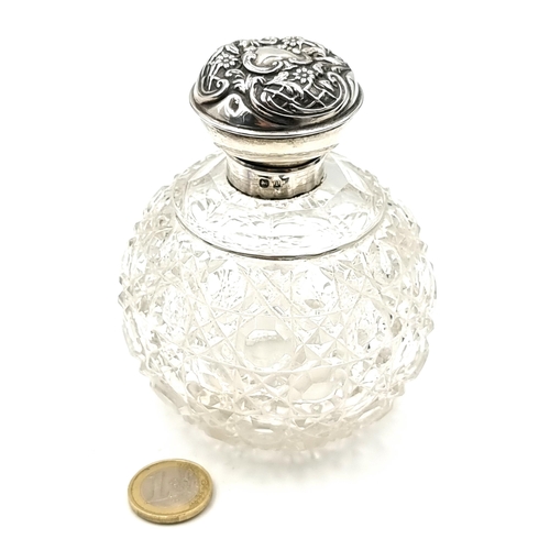 A fine example of an antique hob nail cut glass bauble perfume bottle ...