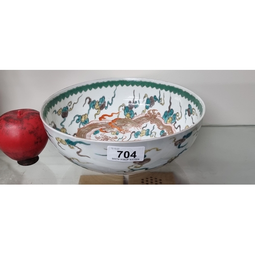 Star Lot : A beautiful 18th century sticky pottery Chinese large bowl ...