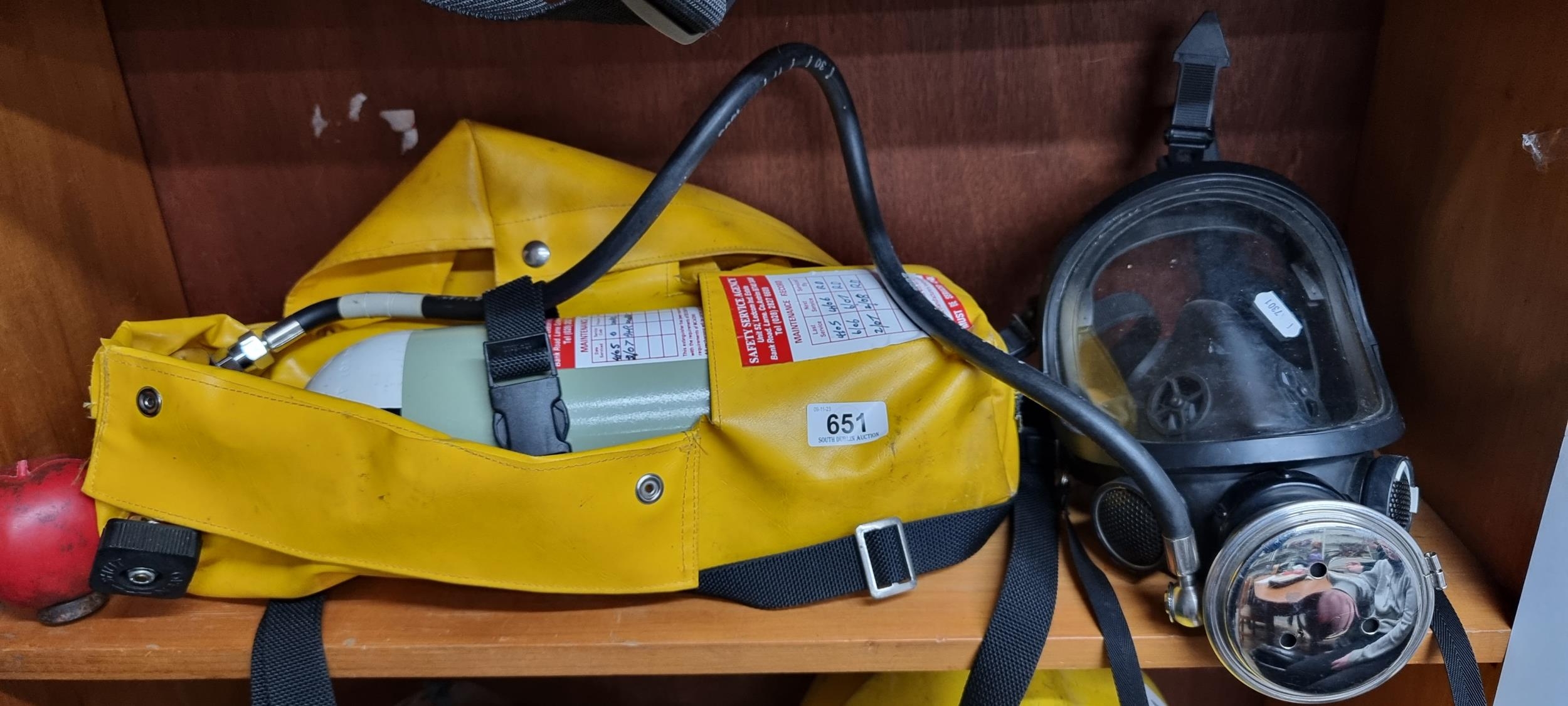 Two Siebe Gorman Firemans breathing apparatus including an oxygen mask ...