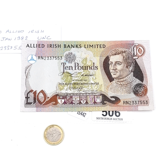 A ten pound uncirculated Allied Irish Banks note, dated first of Jan ...