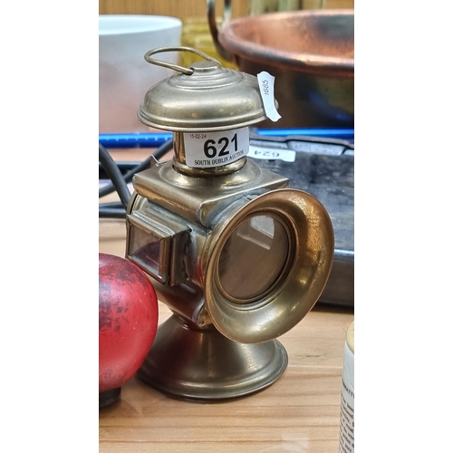 A vintage brass car lantern with original burner. In nice condition.