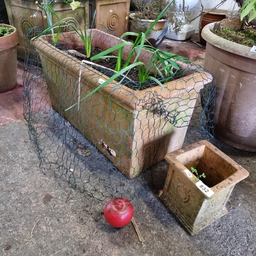 A large rectangular terracotta planter / trough possibly holding ...