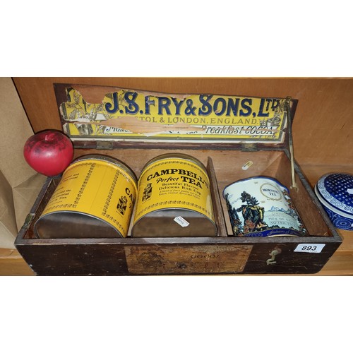 A super vintage J.S. Fry & Sons cocoa crate, with partial labels still ...