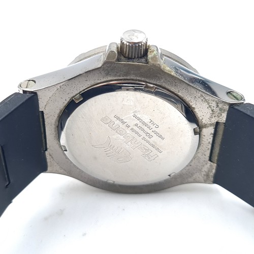 A fish bone watch together with original rubberised metal bracelet.