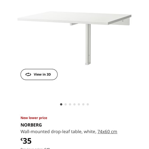 A brand new in box Ikea Norberg white wall mounted drop leaf table ...