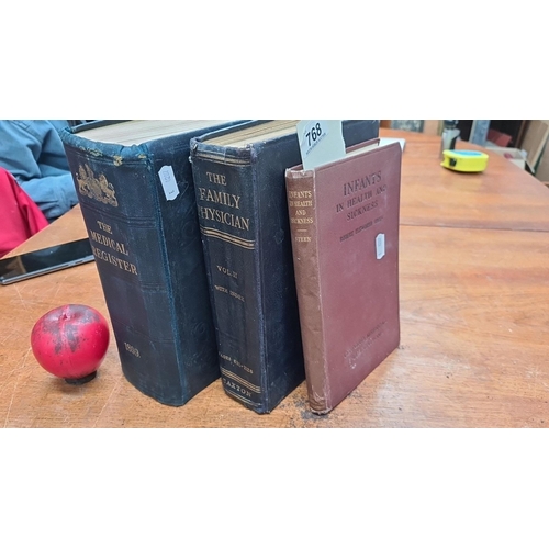 Antique medical book collection, including 1899 "The Medical Register ...