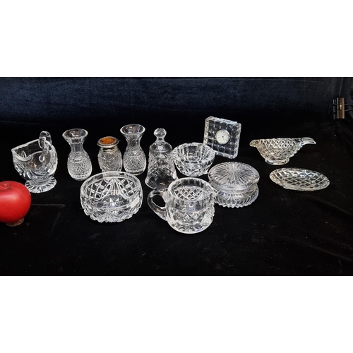 A selection of 11 cut crystal items including some Waterford Crystal ...