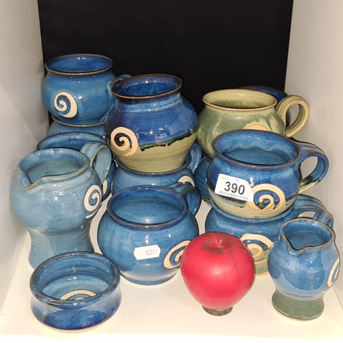 A large assortment of Jack O'Patsy Irish Studio Pottery in the Blue and ...