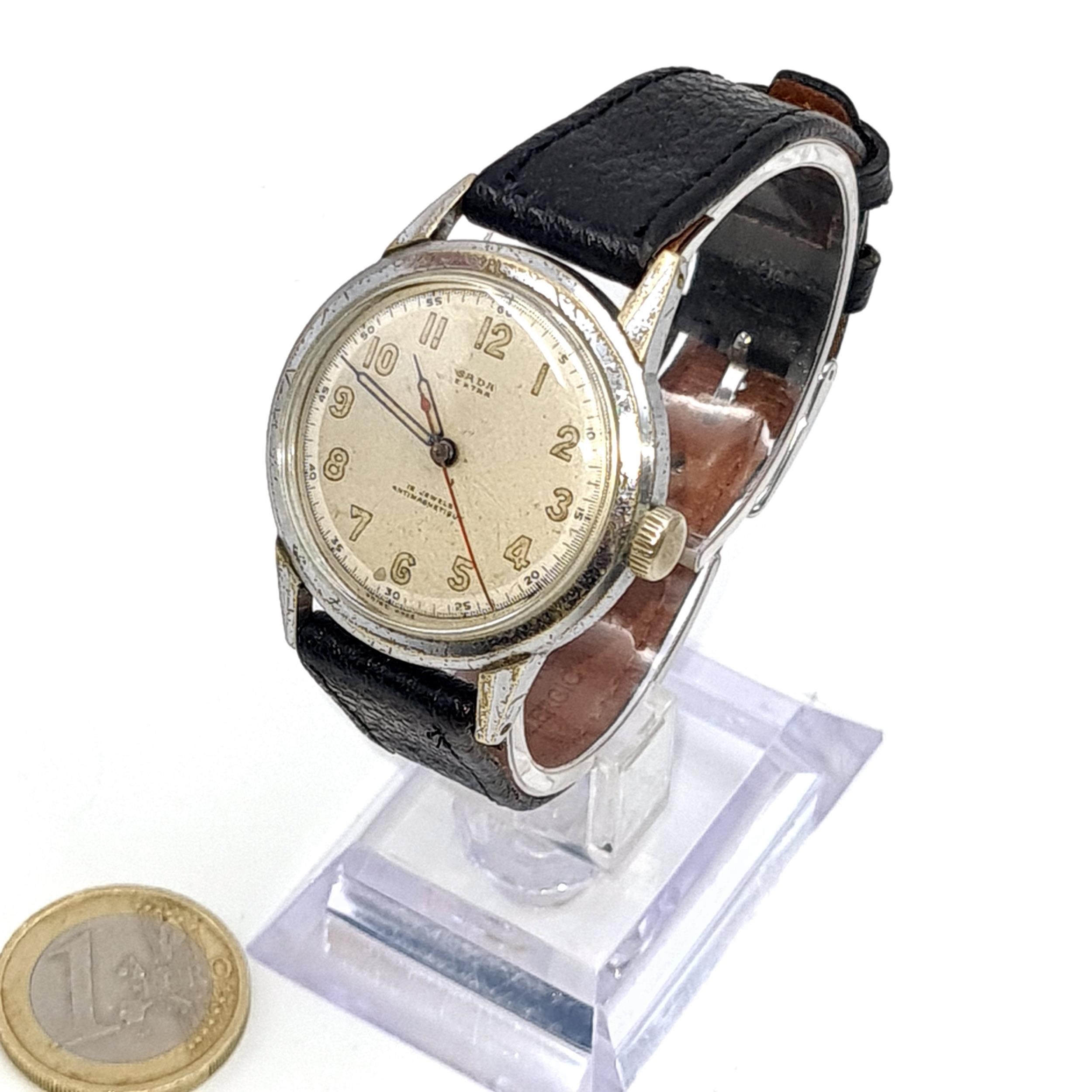 A Swiss vintage sada (made by Omega) extra 15 jewelled mechanical wrist ...