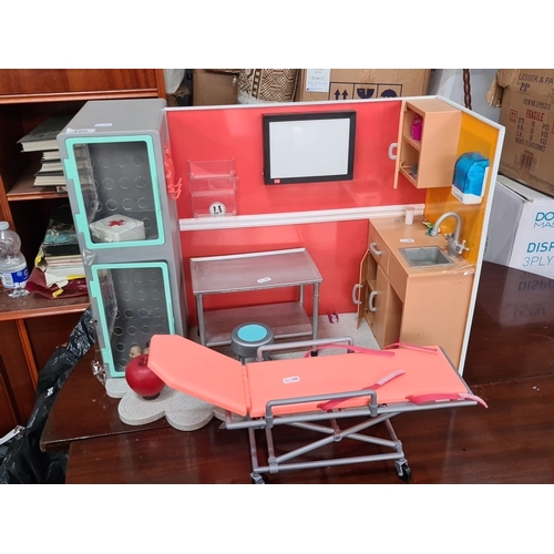 Toy Vet Clinic Playset featuring examination table, sink, stretcher ...