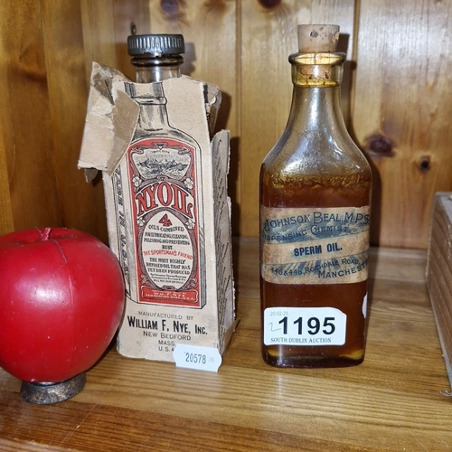 Antique bottle duo includes a William F. Nye NYOIL Whale oil with ...